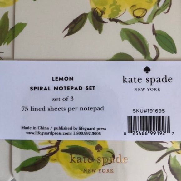 kate spade | Office | Kate Spade Lemon Spiral Notepad Set Of 3nwt ...